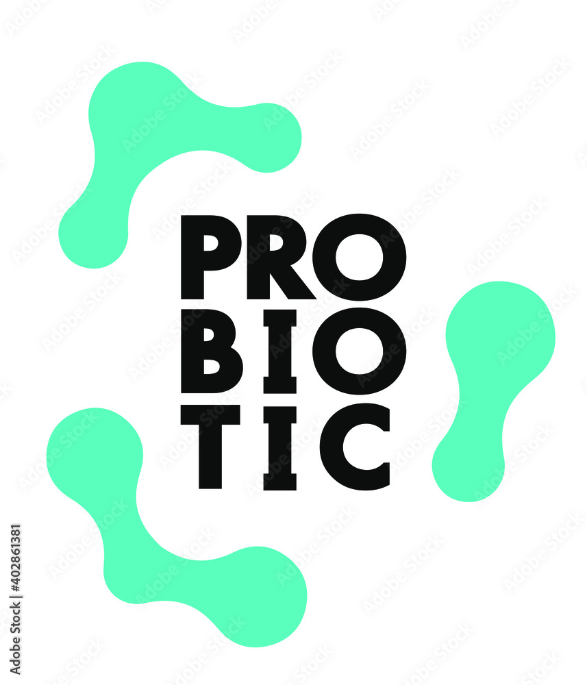 Simple probiotics logo of molecule icon for health. Food and drink ...