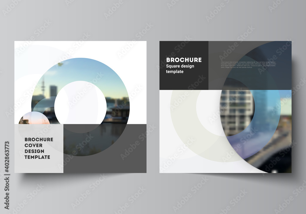 Vector layout of two square format covers templates for brochure, flyer ...