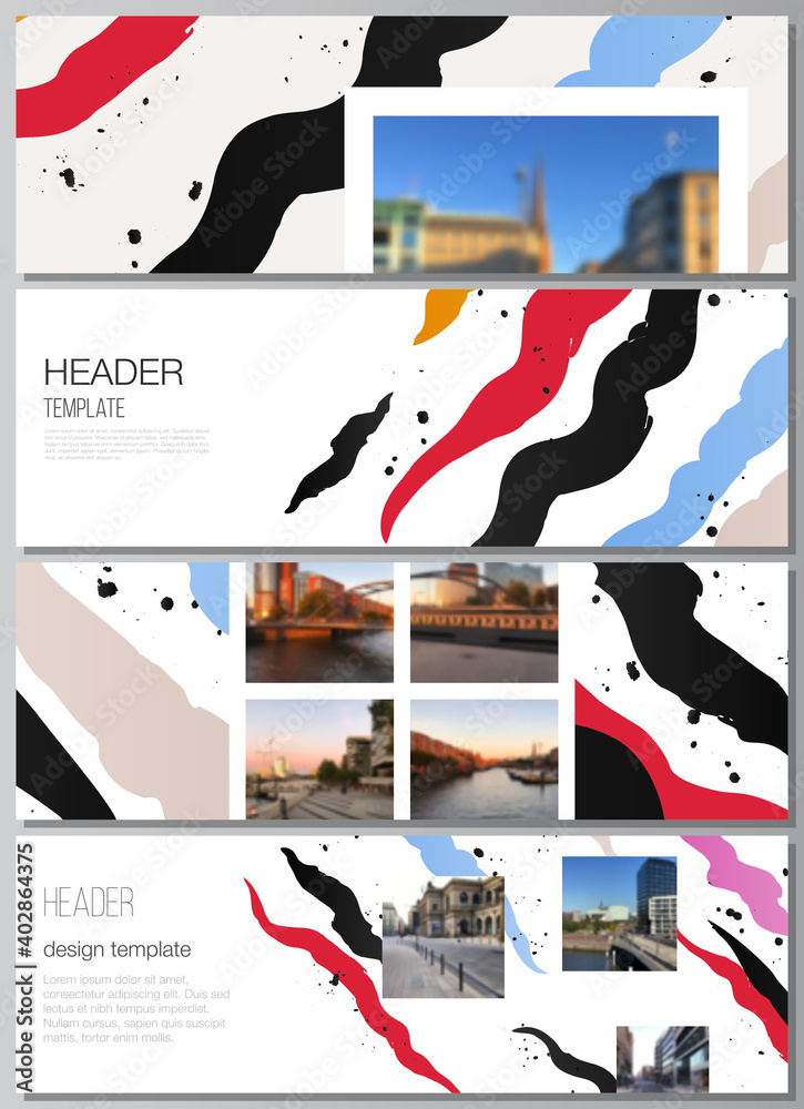 Vector layout of headers, banner design templates for website footer ...