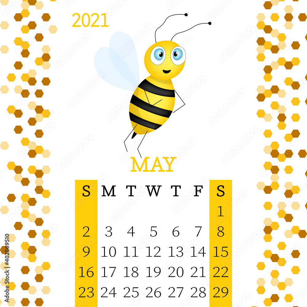 Calendar 2021. Monthly calendar for May 2021 from Sunday to Saturday ...