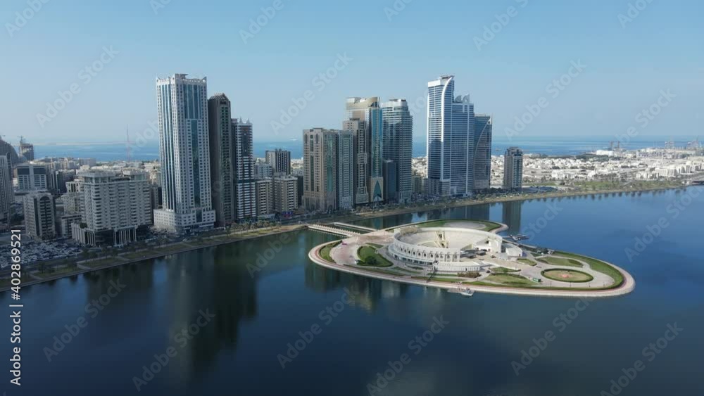 4K: Sharjah From the Top, Aerial view of Sharjah city and Khalid lake ...