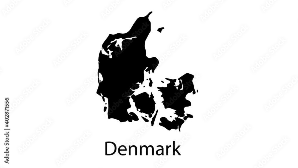 Denmark vector map. Globe-like world map icon. Motion vector animation ...