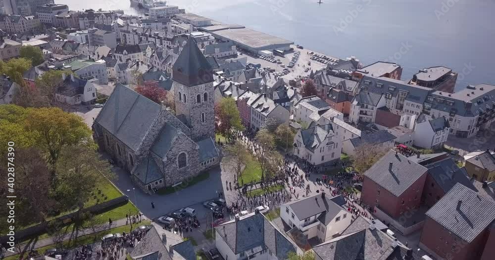 Absolutely cinematic, aerial time lapse of downtown Alesund, Norway's ...
