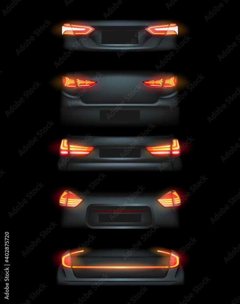 Realistic automotive auto car led glowing intellectual laser matrix ...