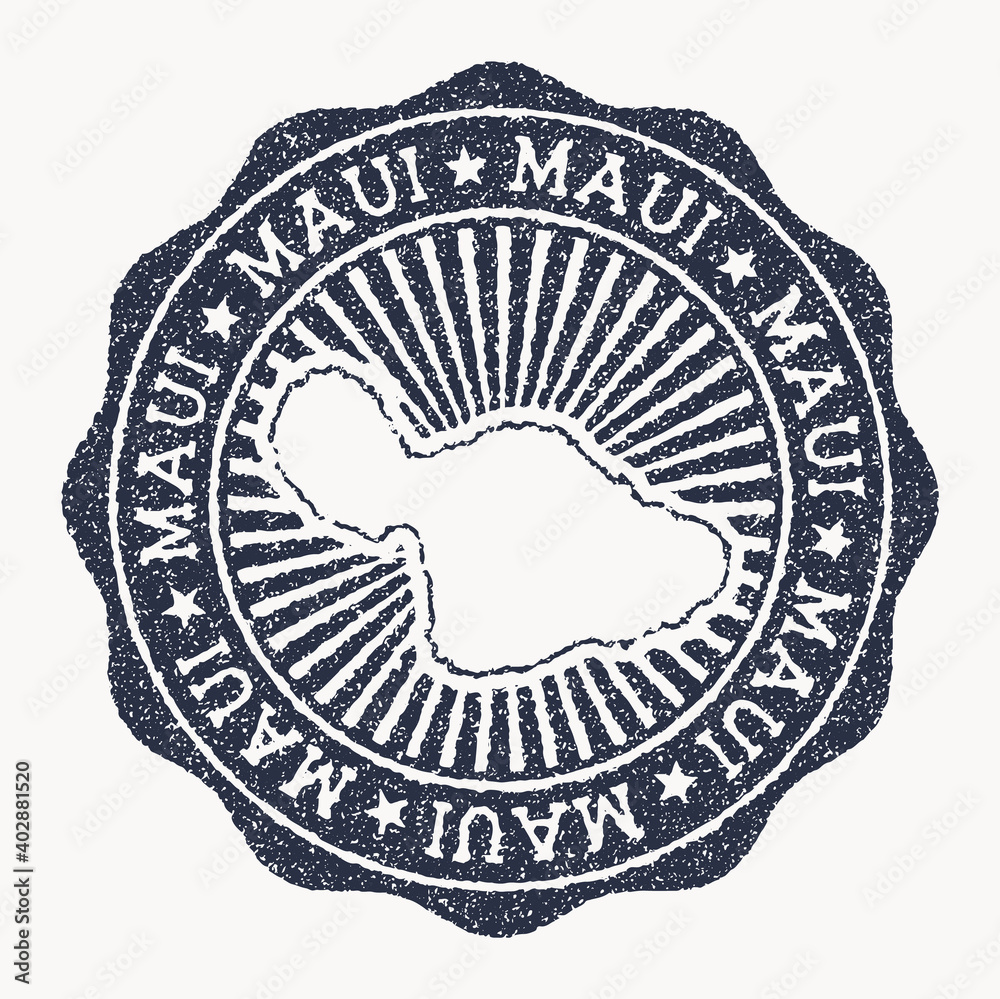 Maui stamp. Travel rubber stamp with the name and map of island, vector ...
