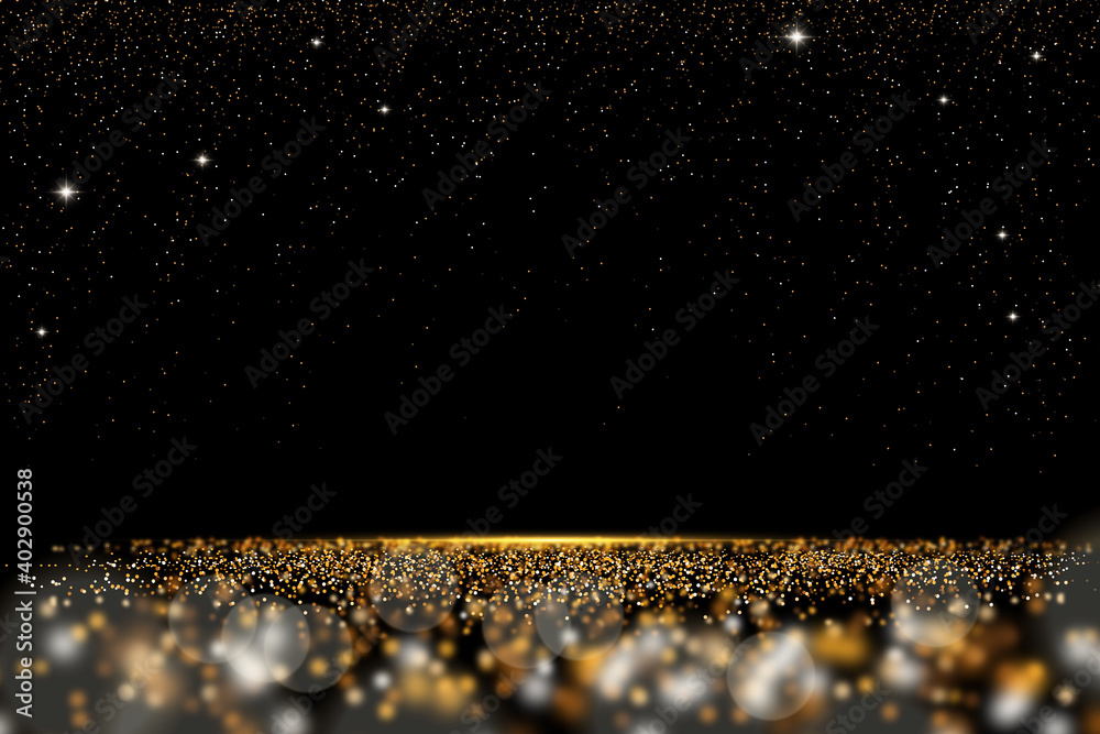 gold particles abstract background with shining golden floor particle ...