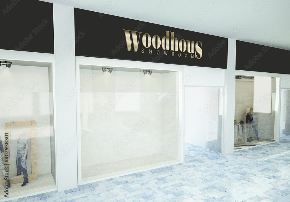 Shop Front Inside a Mall with Volume Sign Mockup Stock Template | Adobe ...