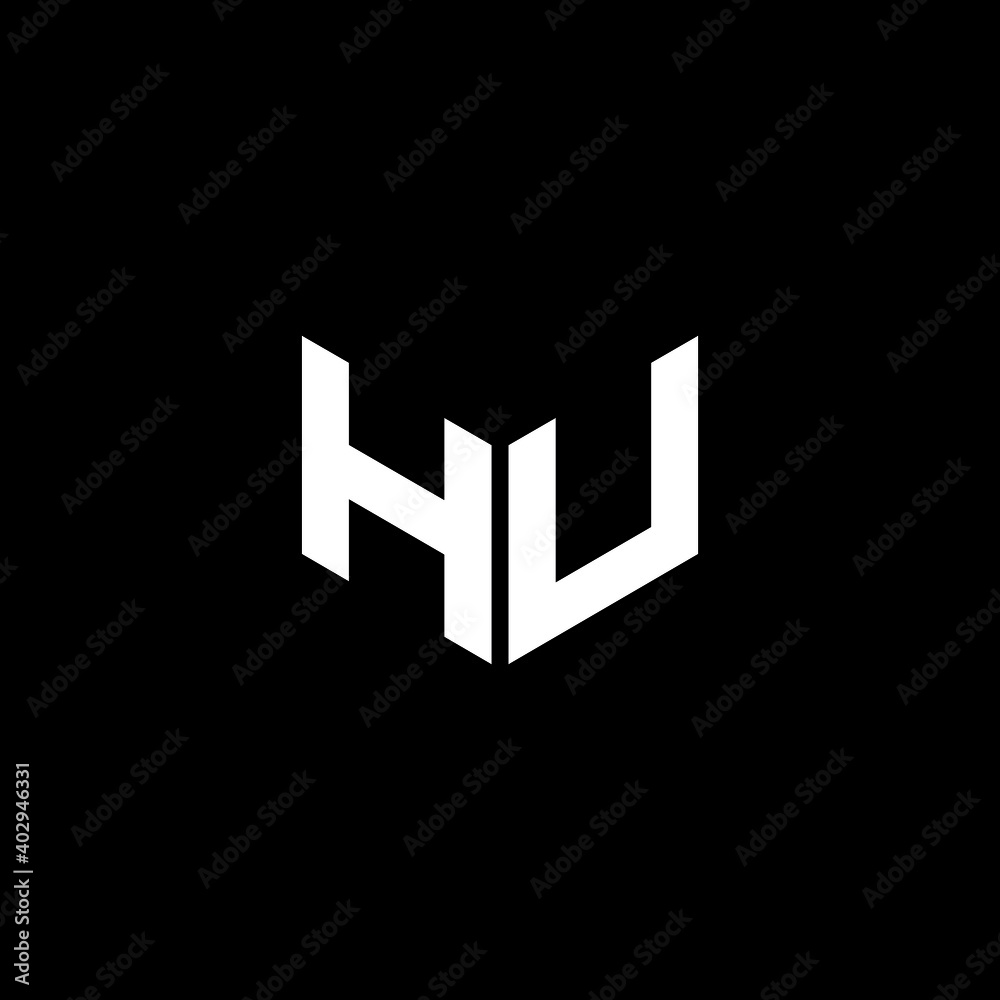 HU letter logo design with black background in illustrator, vector logo ...