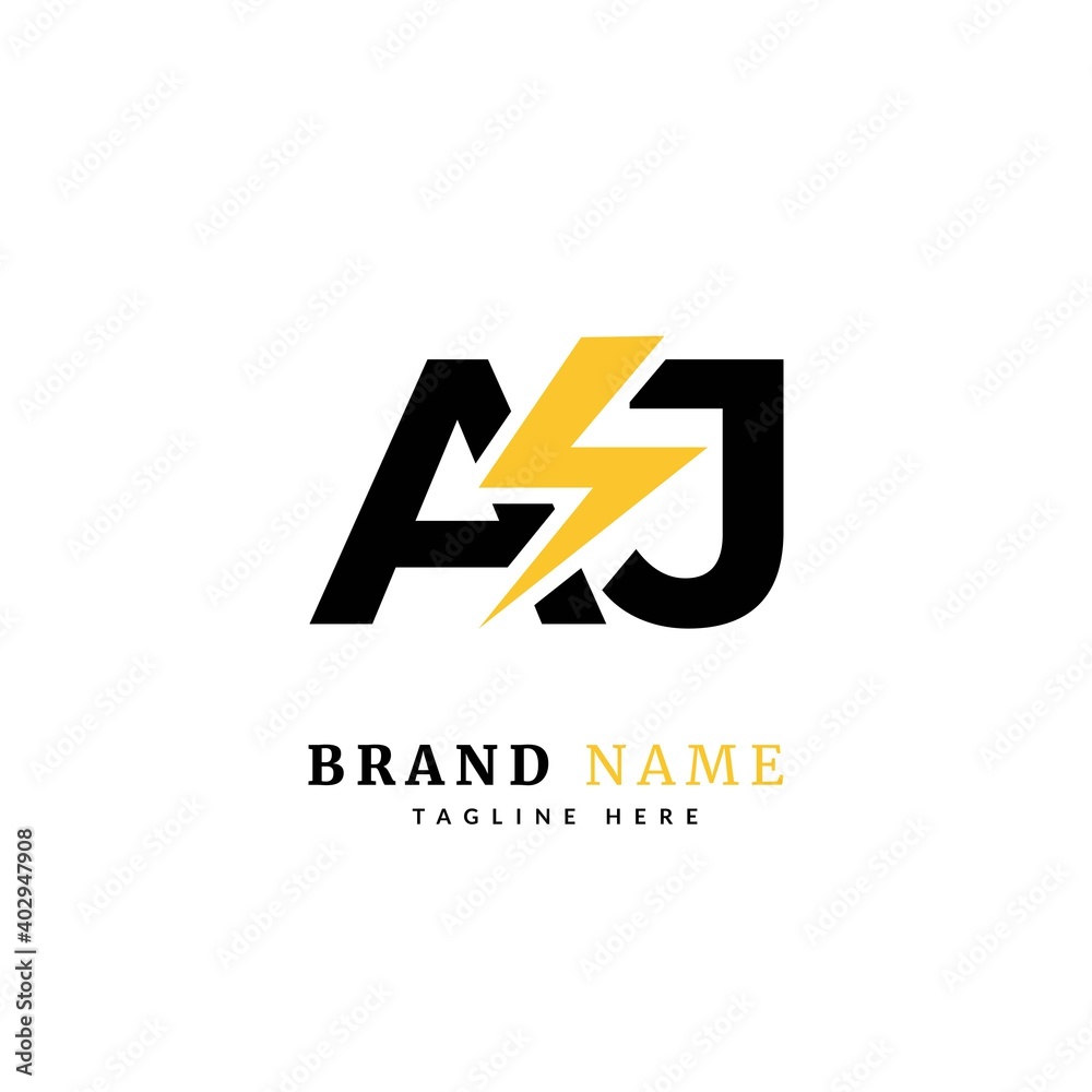 Initial letter AJ, Electricity Logo and icon Vector design Template ...