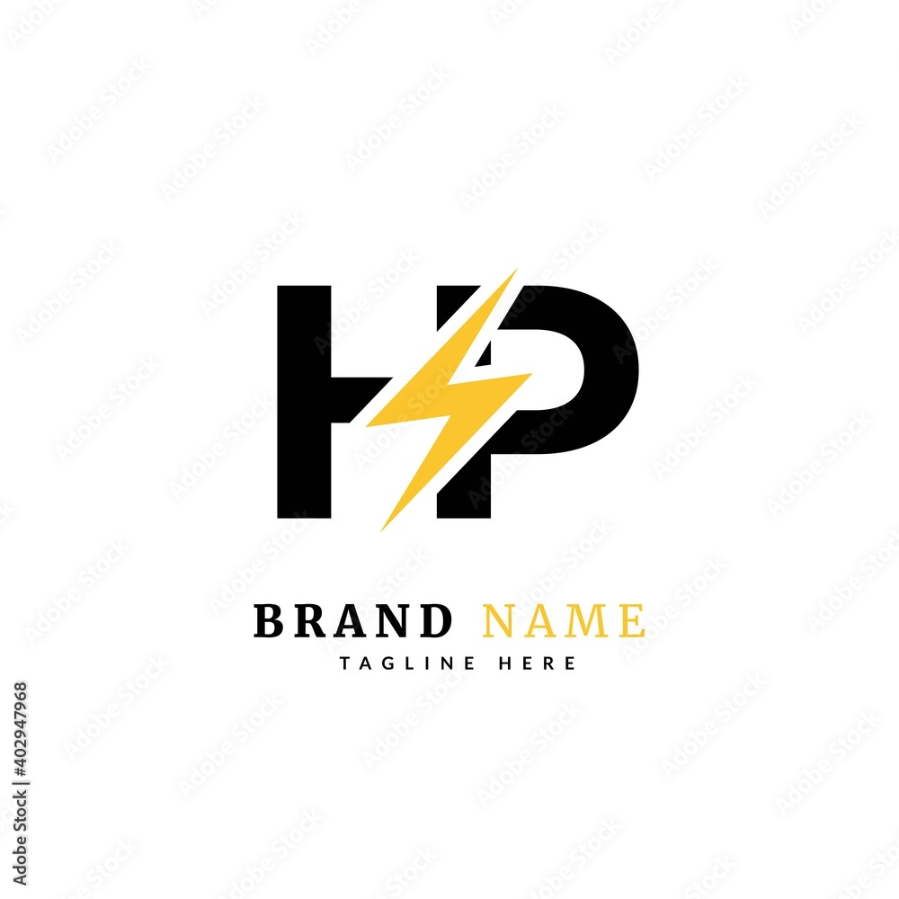 Initial letter HP, Electricity Logo and icon Vector design Template ...