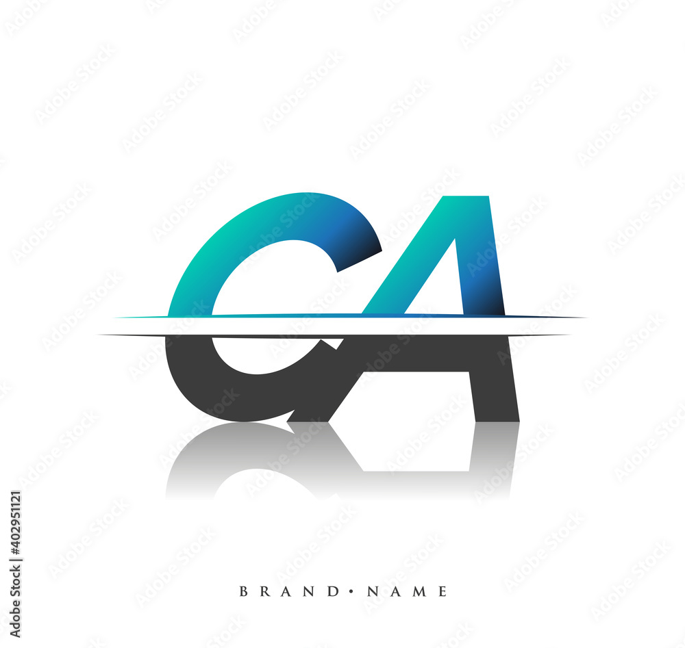 CA initial logo company name colored black and blue, Simple and Modern ...
