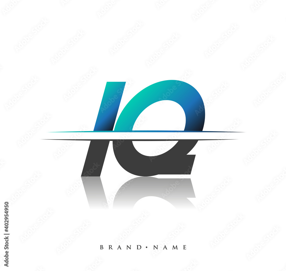 IQ initial logo company name colored black and blue, Simple and Modern ...