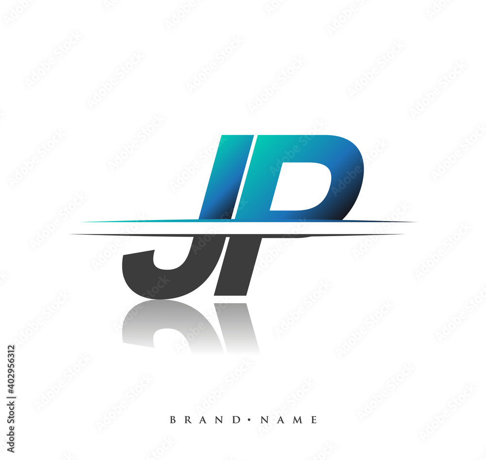 JP initial logo company name colored black and blue, Simple and Modern ...