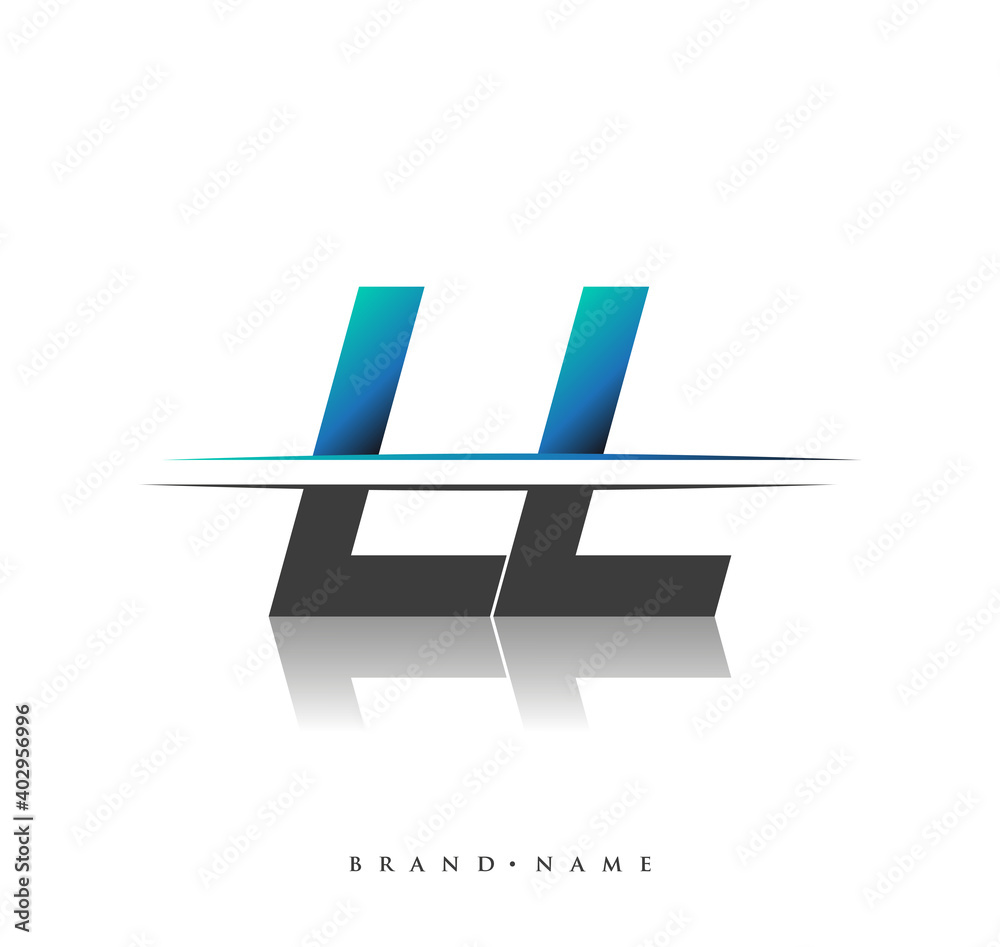 LL initial logo company name colored black and blue, Simple and Modern ...
