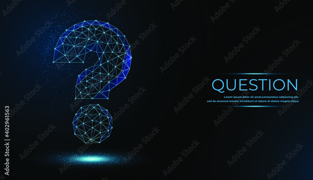 Question mark. abstract vector on dark blue background with dots and ...
