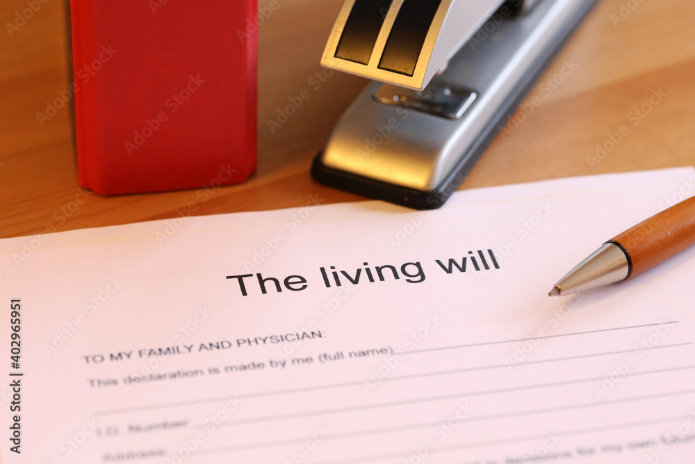 Symbol image: Blank form of the living will on a desk Stock Photo ...