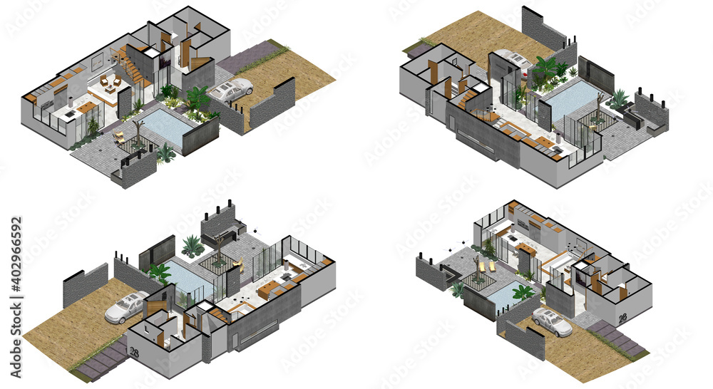 Isometric Architectural Projection - CLB 22 Exterior Isometrics Ground ...