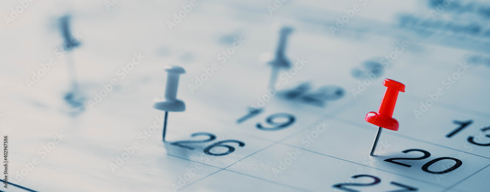 Calendar page pinned in a calender on datebusiness meeting schedule ...