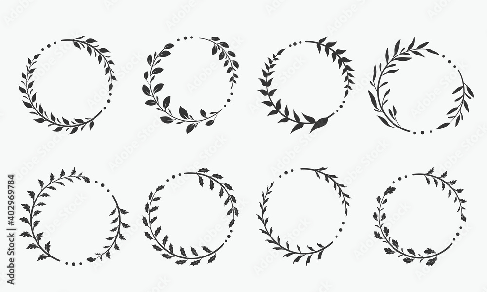 Decorative Leaf Wreath Vector Set, Illustration Stock Vector | Adobe Stock