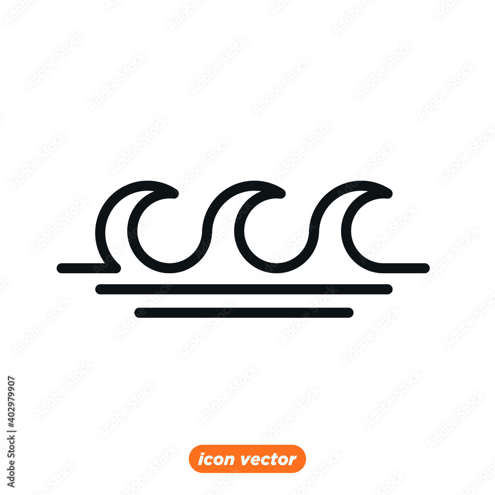 Ocean, sea waves icon template color editable. wave symbol vector ...