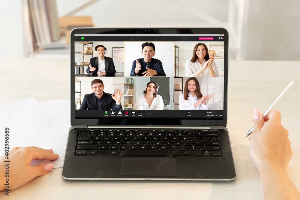 Online conference. Business webinar. Virtual presentation. Digital ...