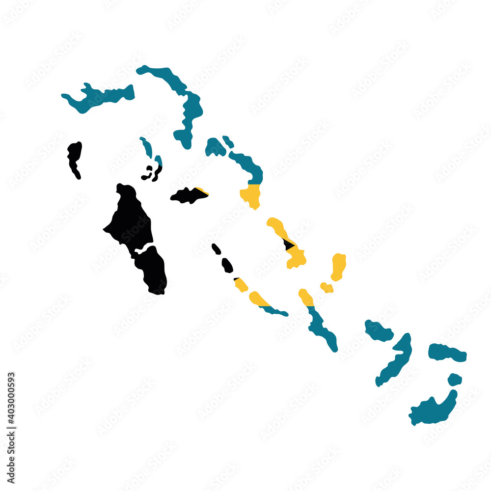 Vector Map Flag Of Bahamas Isolated On White Background Stock Vector