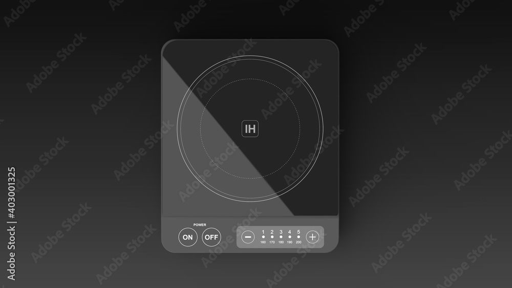 IH cooktop black black background one center front 3D Render Stock ...