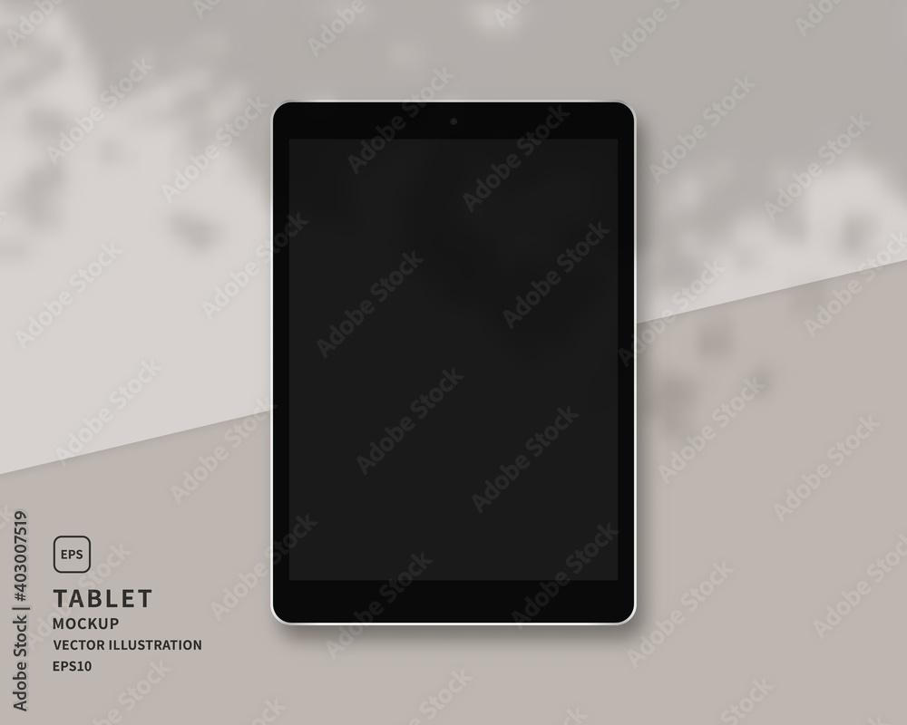Modern tablet mockup with shadow overlay. Mockup scene. Template design ...