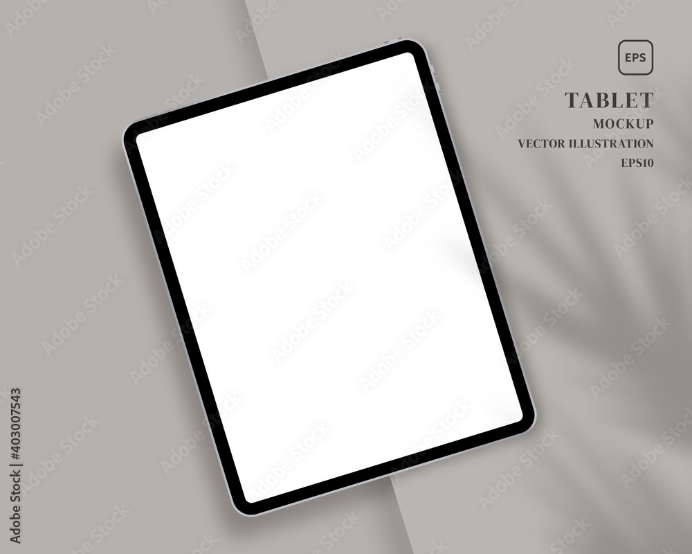 Modern tablet mockup with shadow overlay. Mockup scene. Template design ...