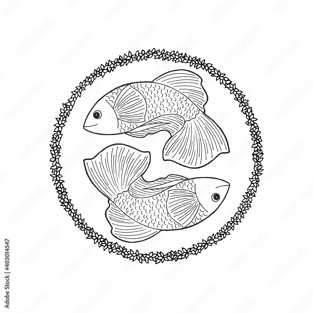 pisces zodiac astrology horoscope symbol sign logo icon design in water ...