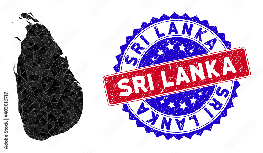 Sri Lanka Island map polygonal mesh with filled triangles, and rubber ... Sri Lanka Island map polygonal mesh with filled triangles, and rubber ...