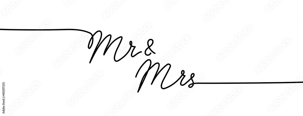 Mr and Mrs hand drawn wedding sign. Bride and groom wedding decor with ...