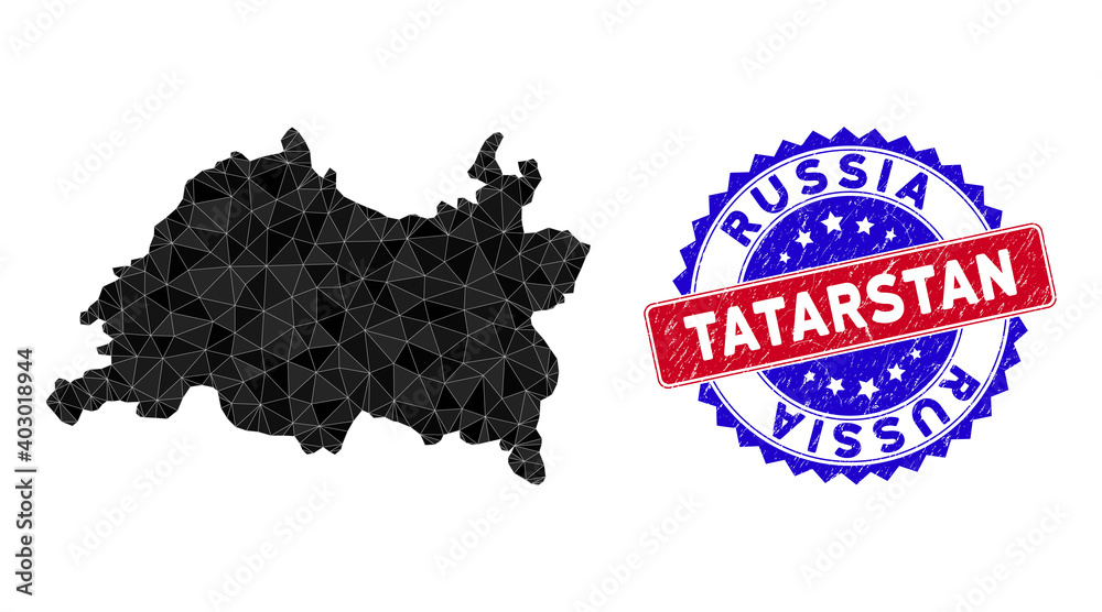 Tatarstan map polygonal mesh with filled triangles, and textured ...