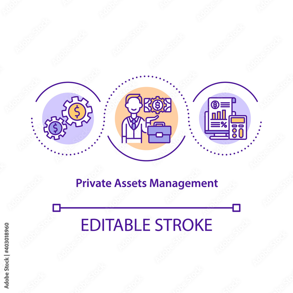 Private asset management concept icon. Managing finance. Cost effective ...