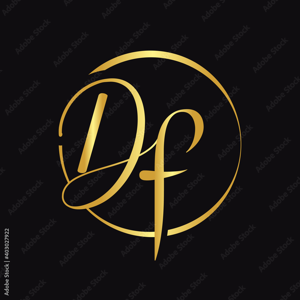 Initial DF Script Letter Type Logo Design With Modern Typography Vector ...