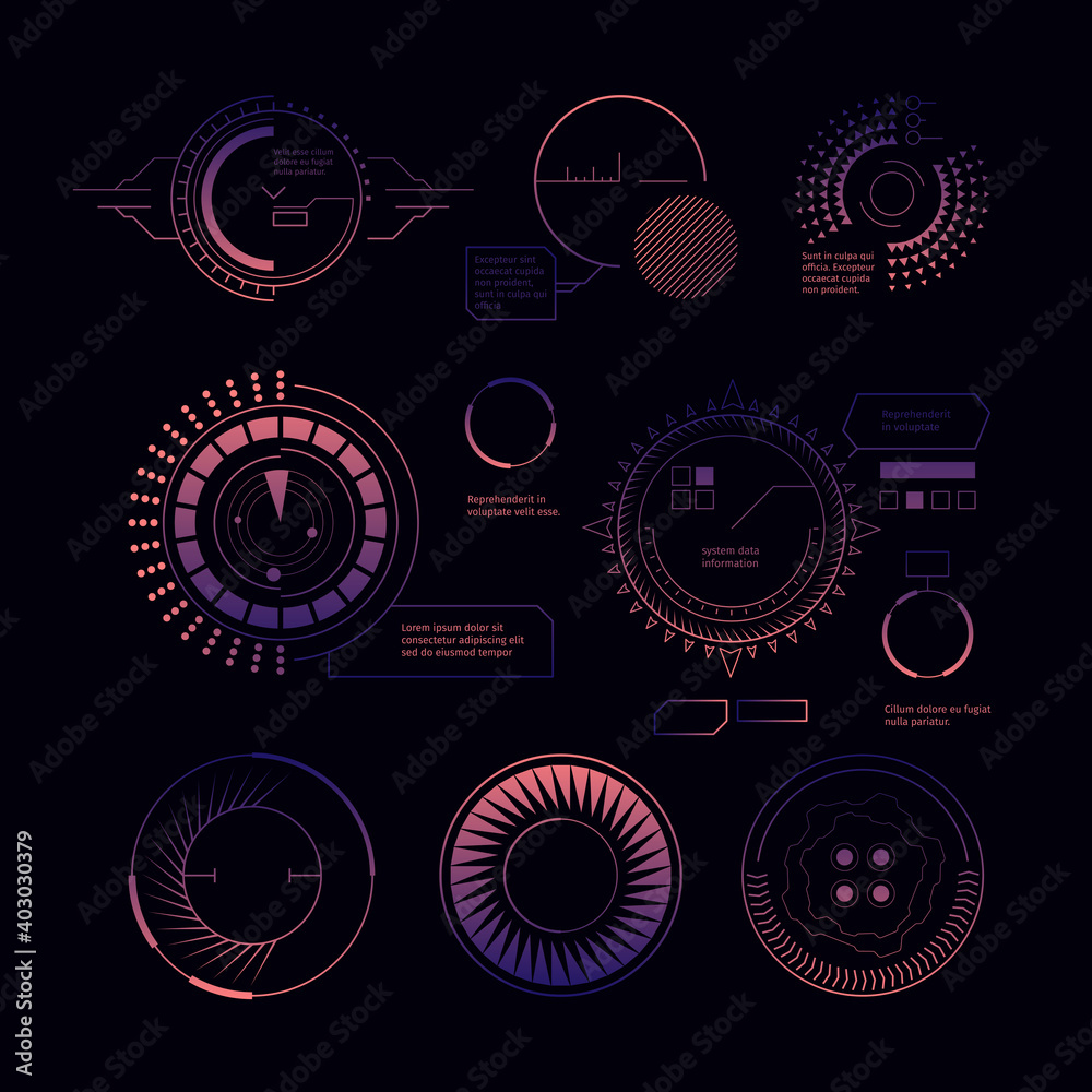 Hud radar interface. Digital modern military weapons ui templates ...