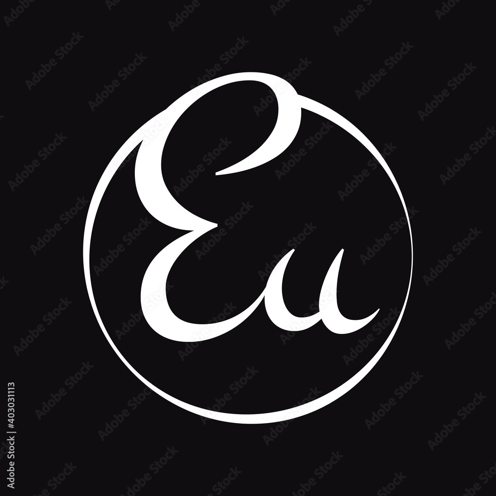 Initial EU Script Letter Type Logo Design With Modern Typography Vector ...