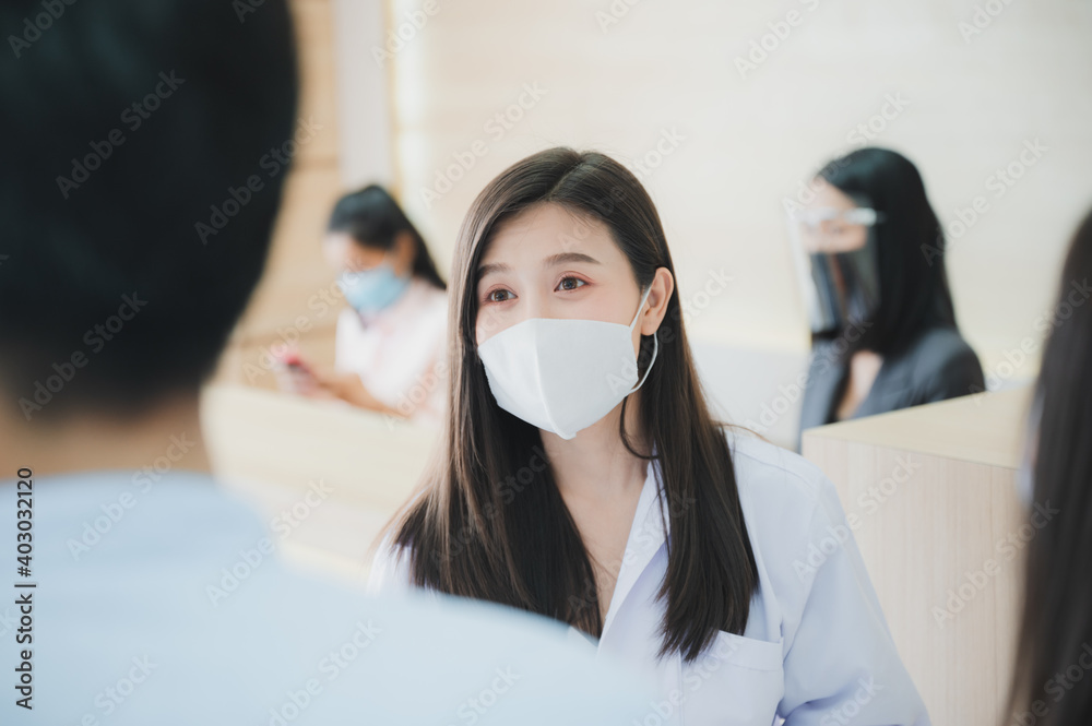 Medical professionals doctor wear surgical masks to prevent the spread ...