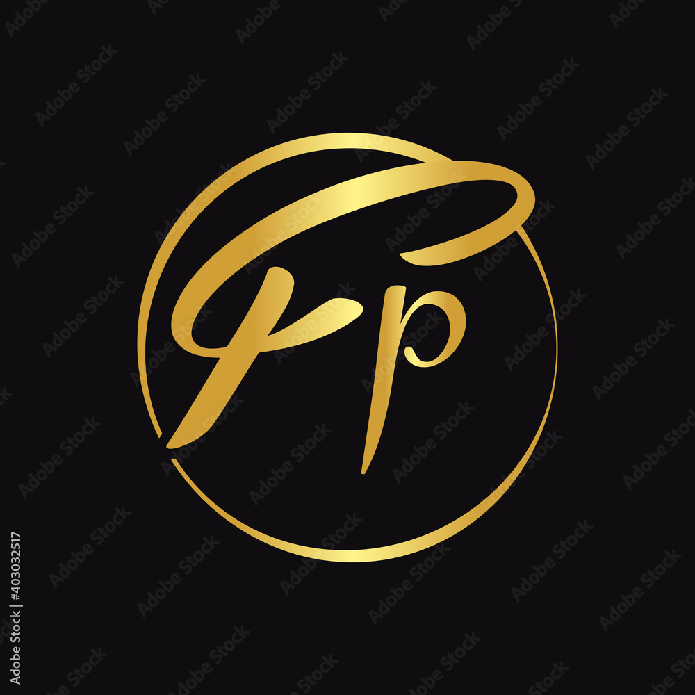Vetor de Initial FP Script Letter Type Logo Design With Modern ...