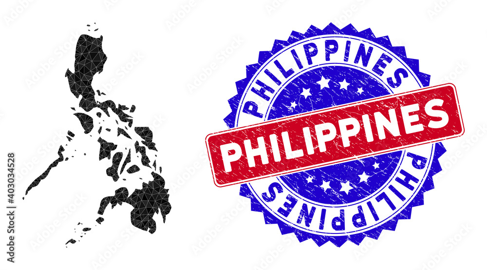 Vetor de Philippines map polygonal mesh with filled triangles, and ... Vetor de Philippines map polygonal mesh with filled triangles, and ...