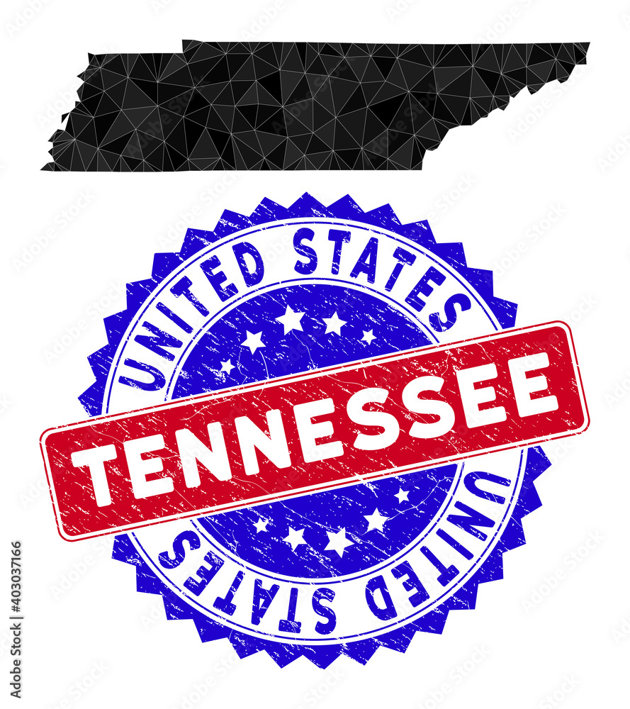 Tennessee State map polygonal mesh with filled triangles, and grunge ...