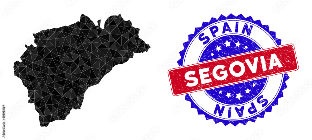 Segovia Province map polygonal mesh with filled triangles, and rough ...