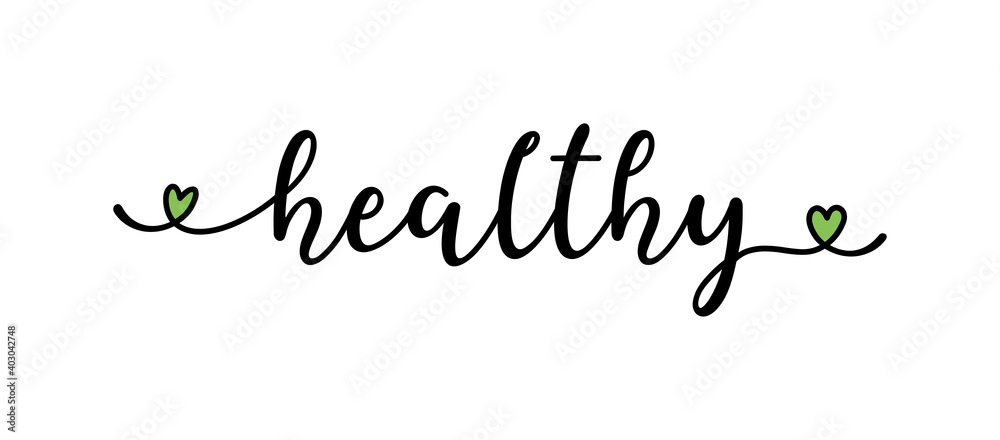 Hand sketched HEALTHY word as logo. Lettering for web ad banner, flyer ...