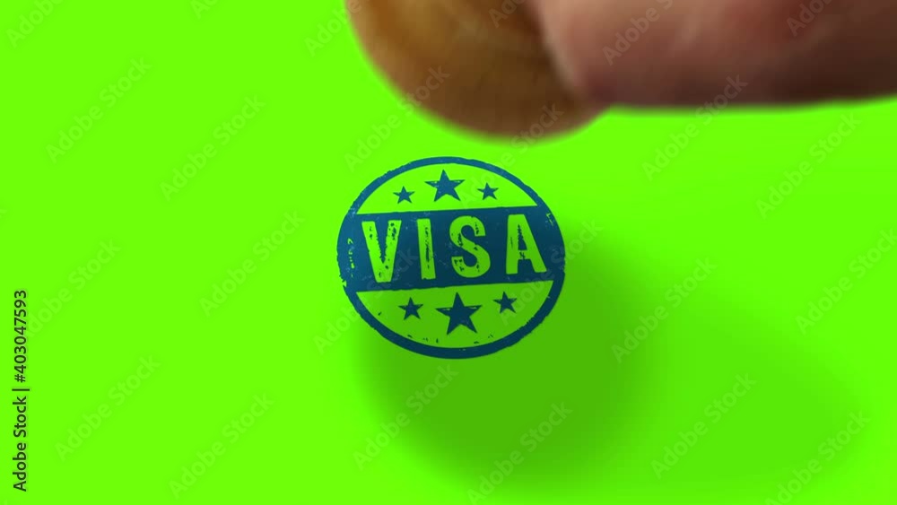Visa stamp and hand stamping impact isolated animation. 3D rendered ...