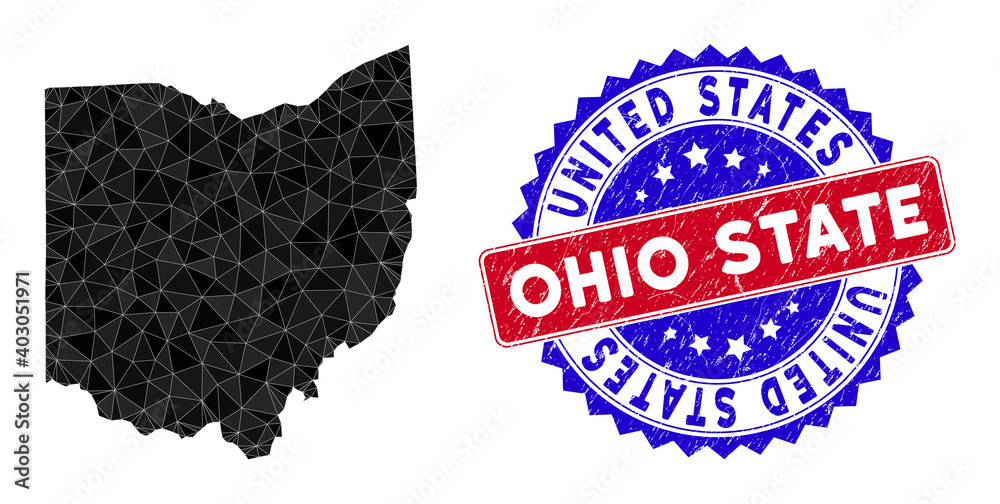 Ohio State map polygonal mesh with filled triangles, and textured ...