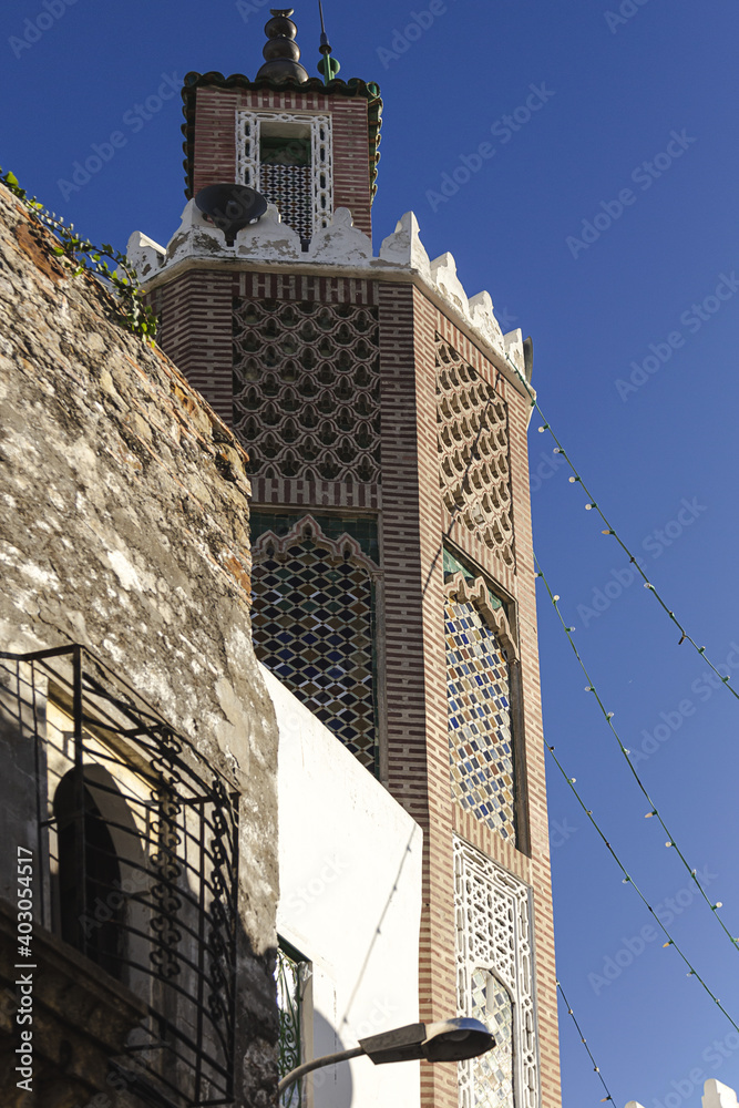 Details of arabic architecture in the old medina of Tangier.Morocco ...