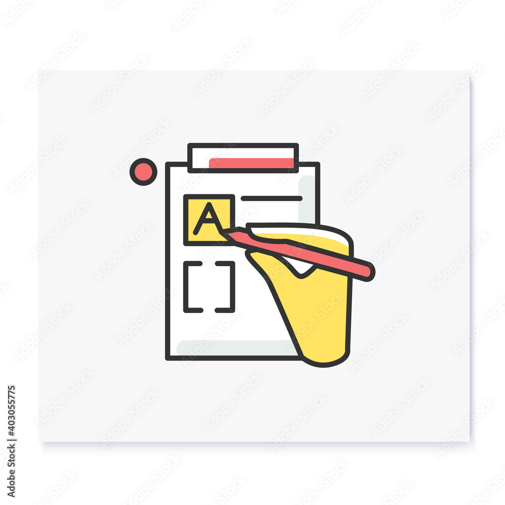Version control color icon. Linear pictogram of hand, editing product ...