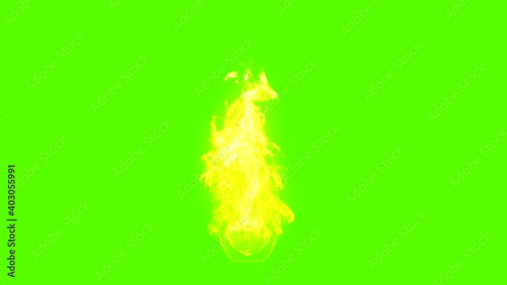 Fire Burning on Green Screen Matte Background 3D Seamless Loop 4K ...