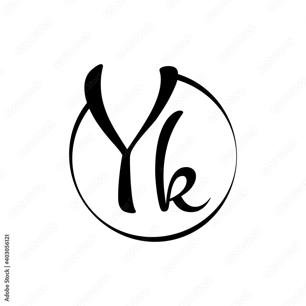 YK letter Logo Design vector Template. Abstract Script Letter YK Vector ...