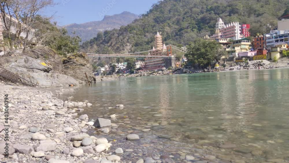 Ram Jhula This long famous pedestrian suspension bridge crossing the ...